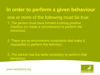 Behaviour change as part of a public health strategy | PPT