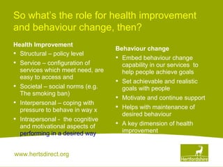 Behaviour change as part of a public health strategy | PPT