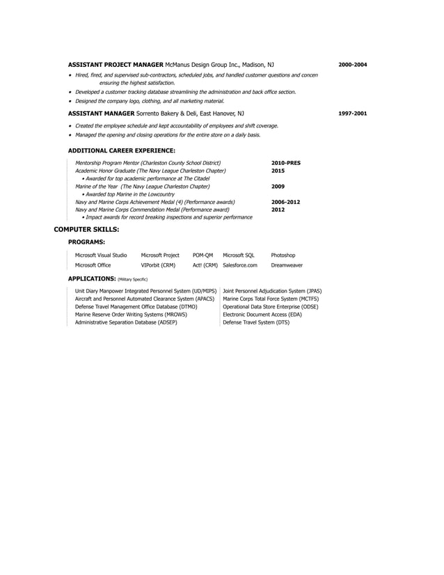 McManus, Stephen J. (General Resume) | PDF | Business Administration ...