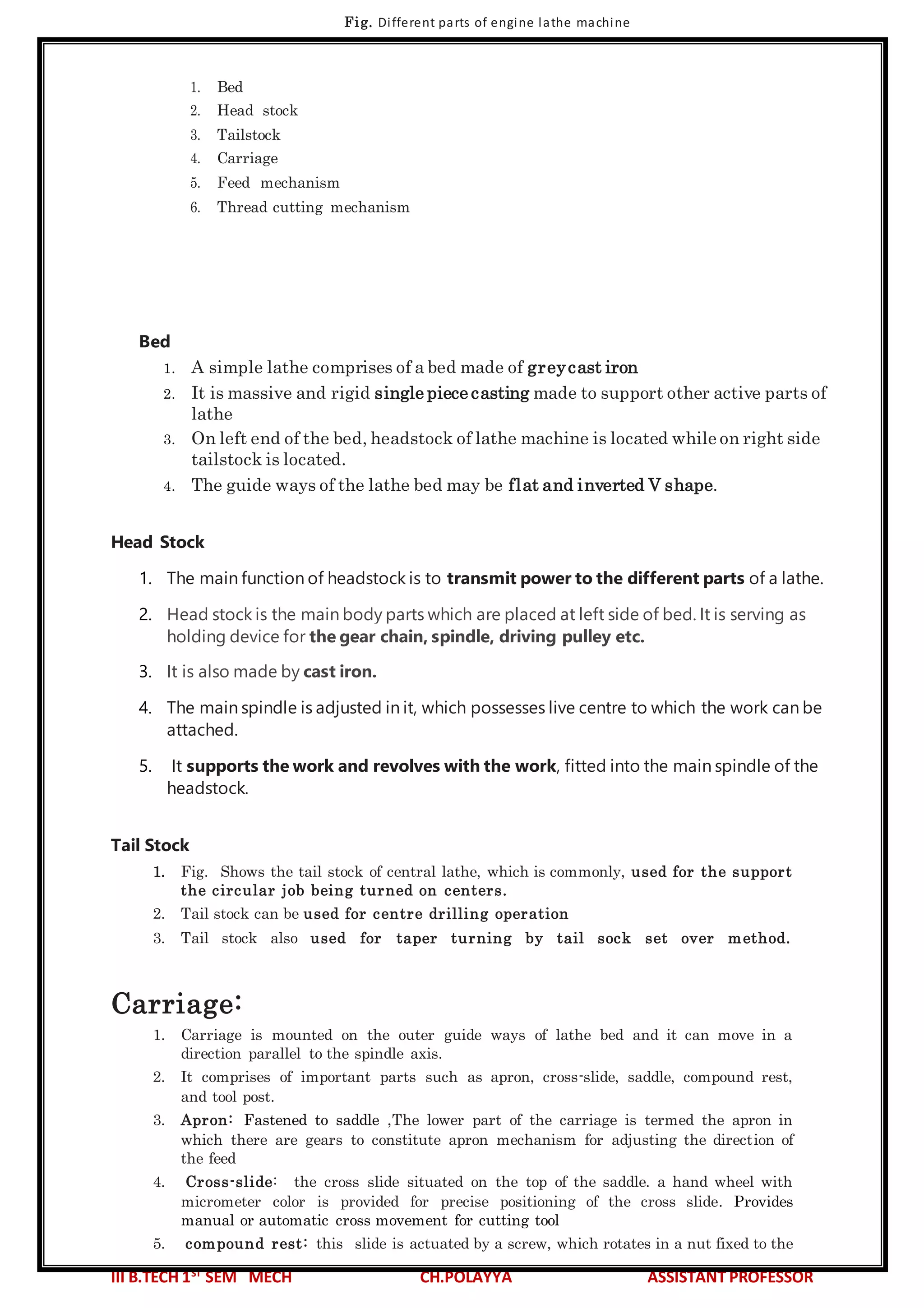 LATHE MACHINE NOTES BY POLAYYA CHINTADA | DOCX