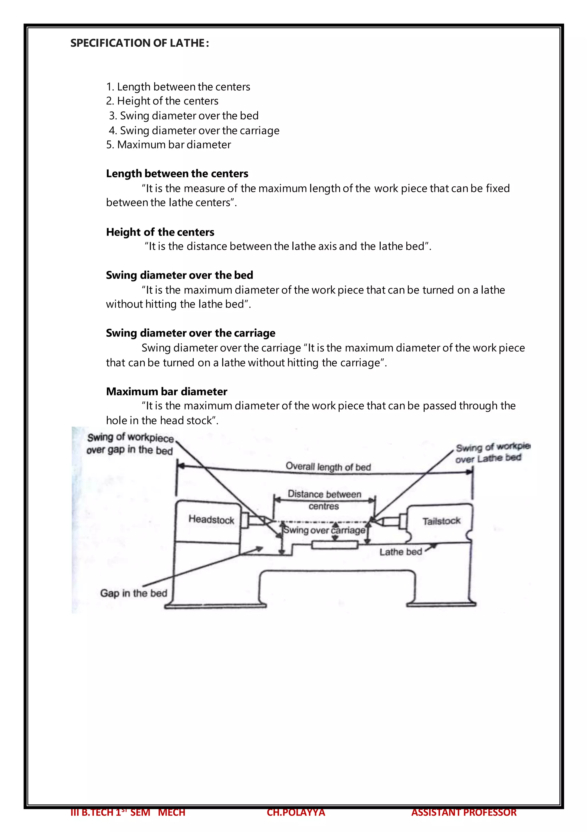 LATHE MACHINE NOTES BY POLAYYA CHINTADA | DOCX
