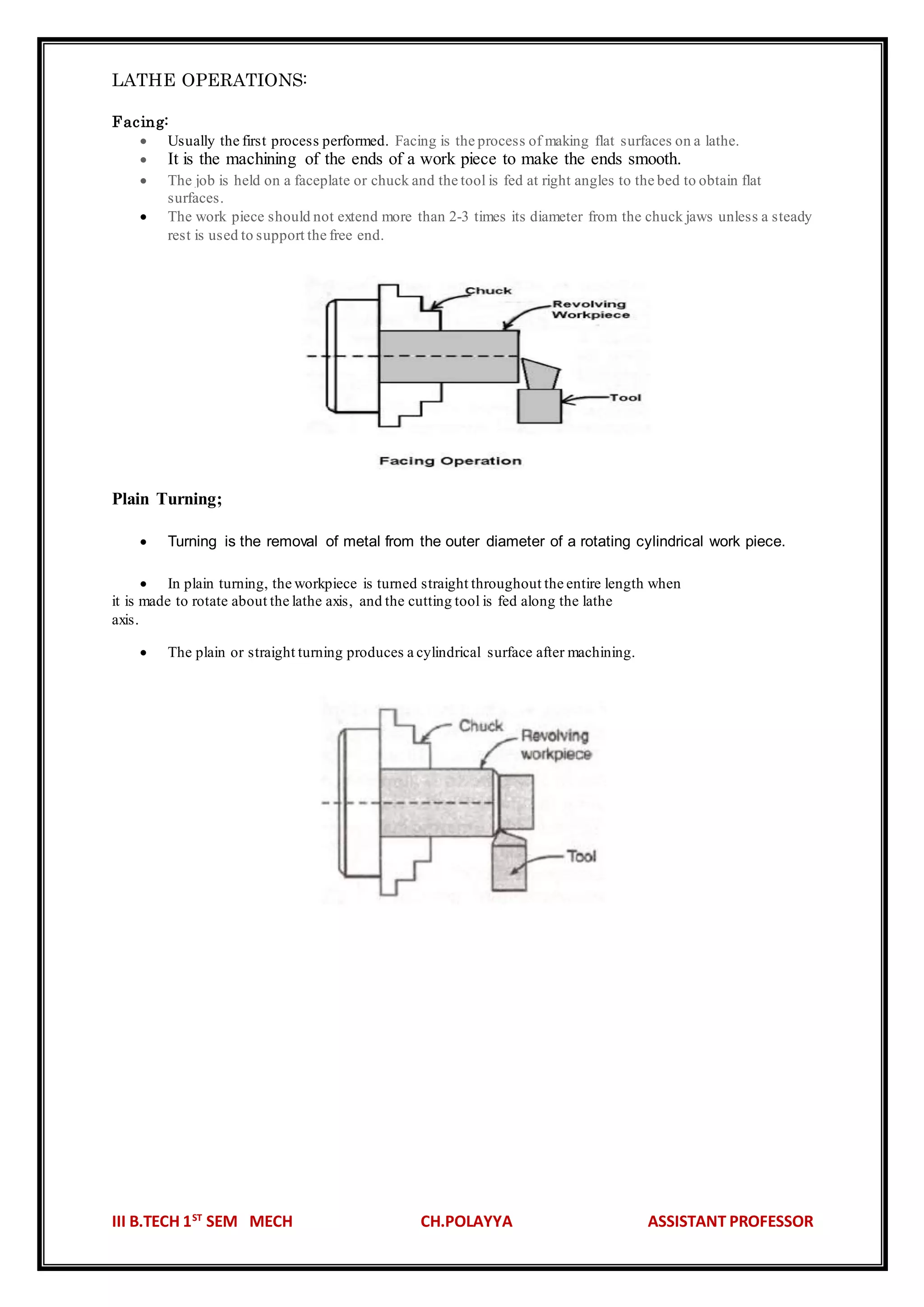 LATHE MACHINE NOTES BY POLAYYA CHINTADA | DOCX