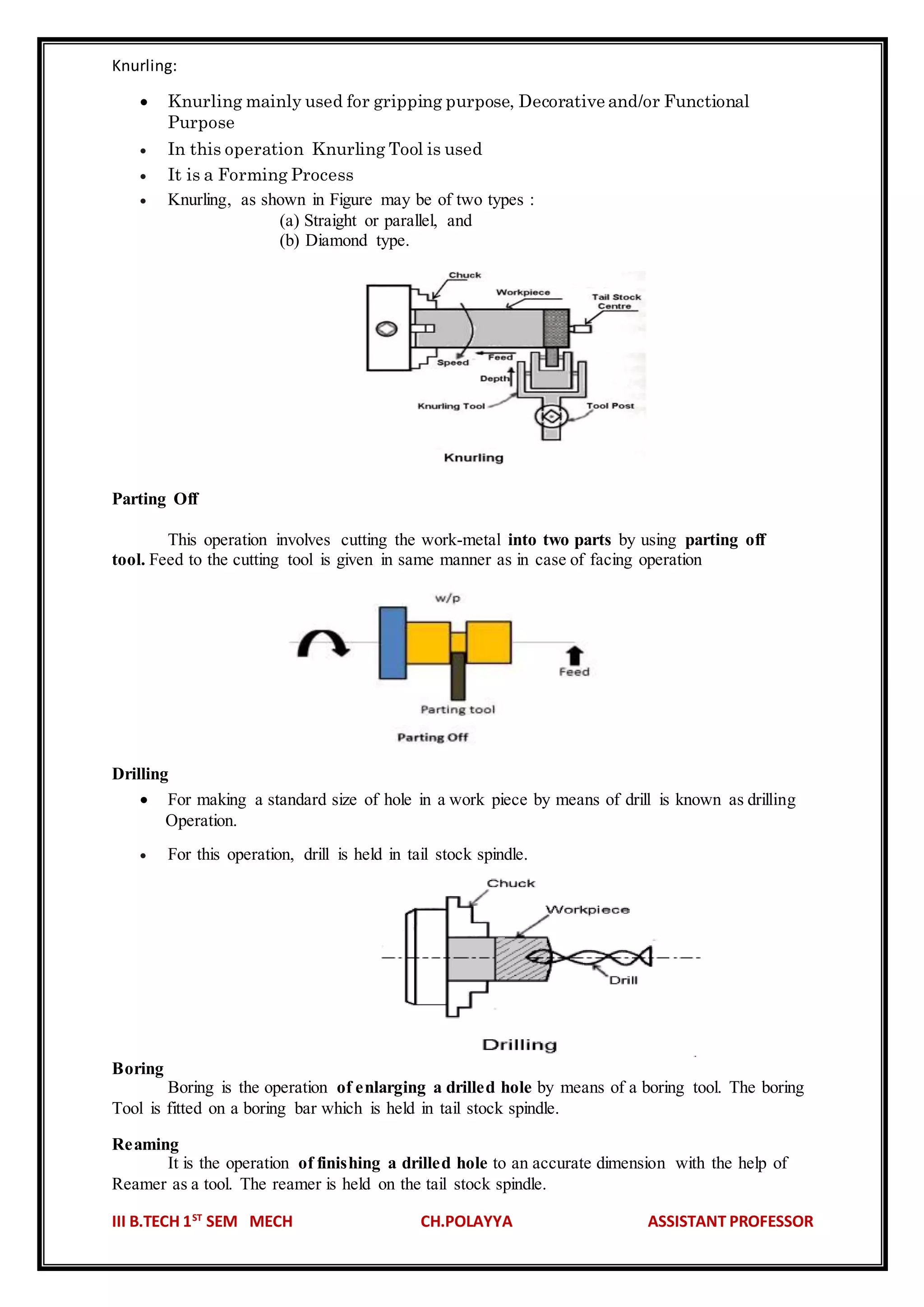 LATHE MACHINE NOTES BY POLAYYA CHINTADA | DOCX