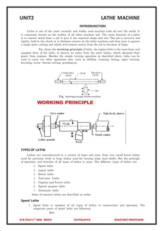 LATHE MACHINE NOTES BY POLAYYA CHINTADA | DOCX