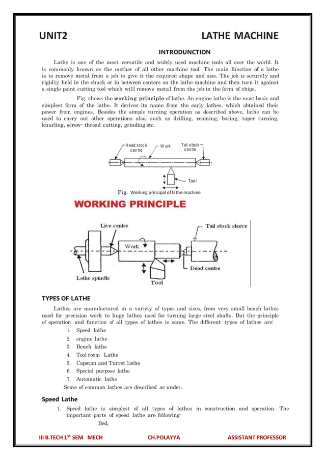 LATHE MACHINE NOTES BY POLAYYA CHINTADA | DOCX