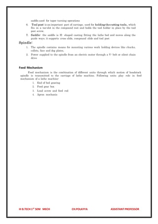 LATHE MACHINE NOTES BY POLAYYA CHINTADA | DOCX