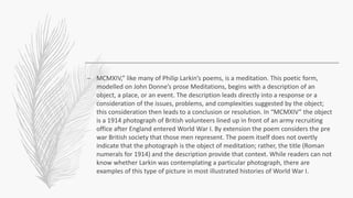 Mcmxiv and nostalgia | PPTX