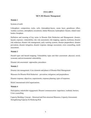 Mcn301 disaster management-syllabus (1) | PDF