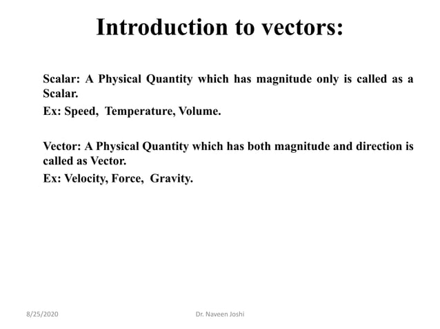 Introduction to vectors | PPT