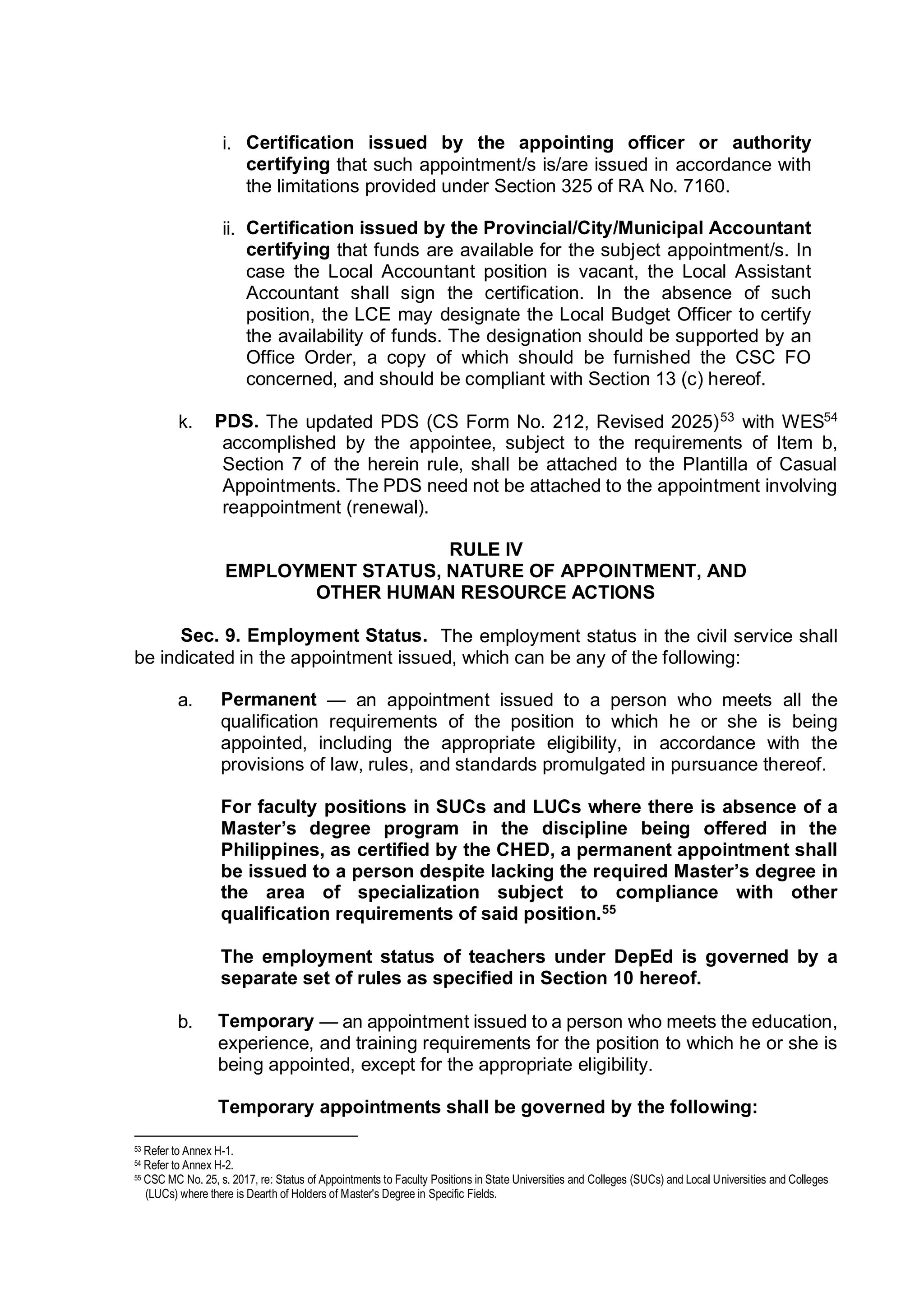 MC No. 08 s. 2025 of the CSC Omnibus Rules on Appointments and Other HR ...