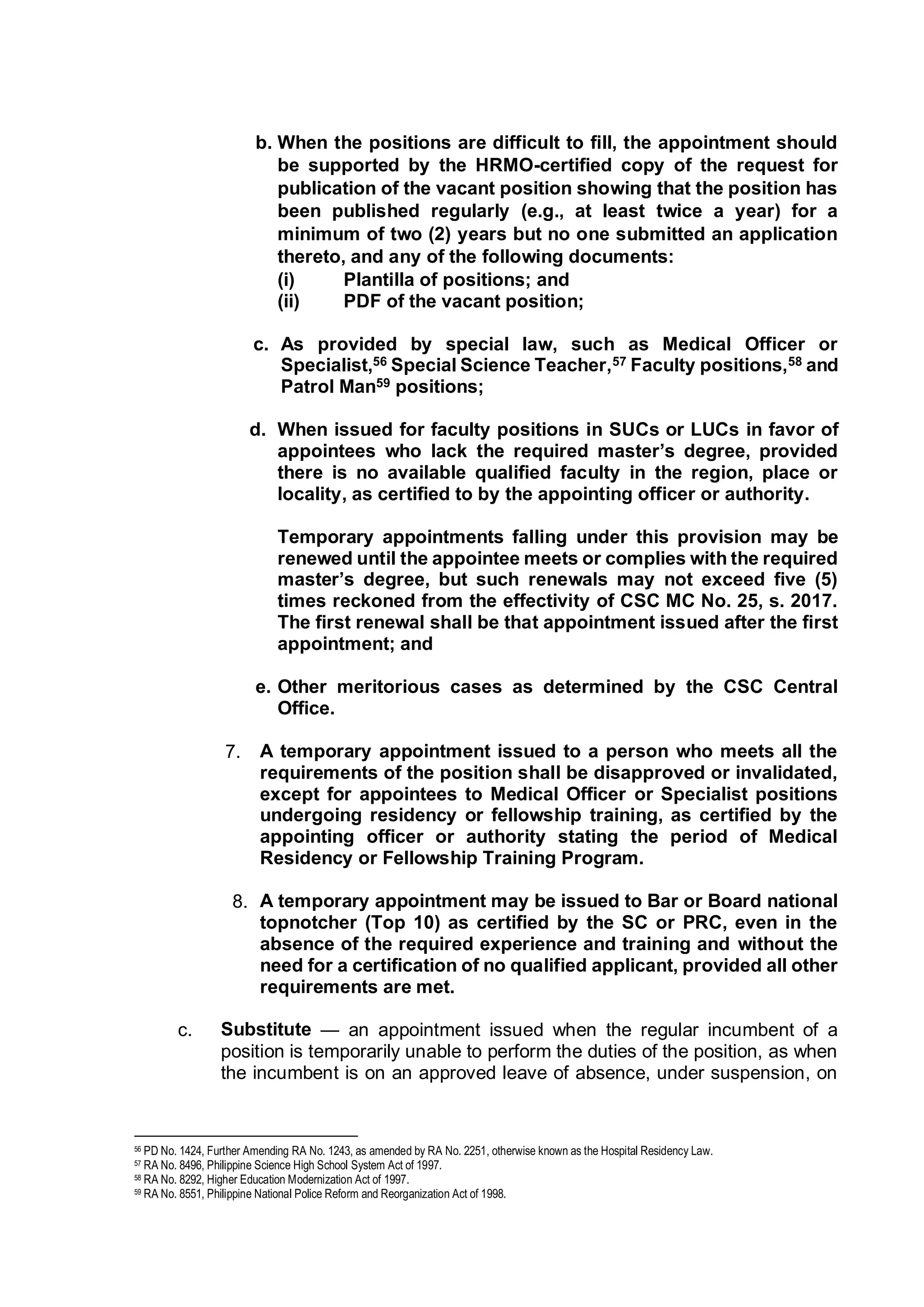 MC No. 08 s. 2025 of the CSC Omnibus Rules on Appointments and Other HR ...