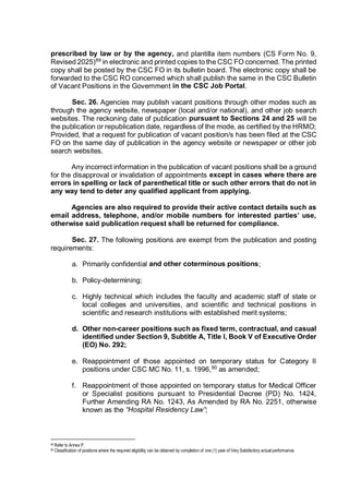 MC No. 08 s. 2025 of the CSC Omnibus Rules on Appointments and Other HR ...