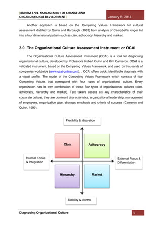 DIAGNOSING ORGANISATIONAL CULTURE BY USING OCAI | DOCX | Business ...