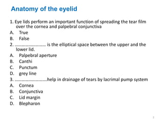 MCQ of ophthalmology(eyelids) | PPTX