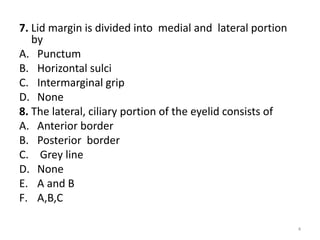 MCQ of ophthalmology(eyelids) | PPTX