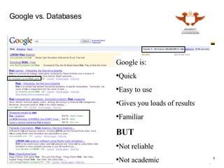 Google vs Databases | PPT | Databases | Computer Software and Applications