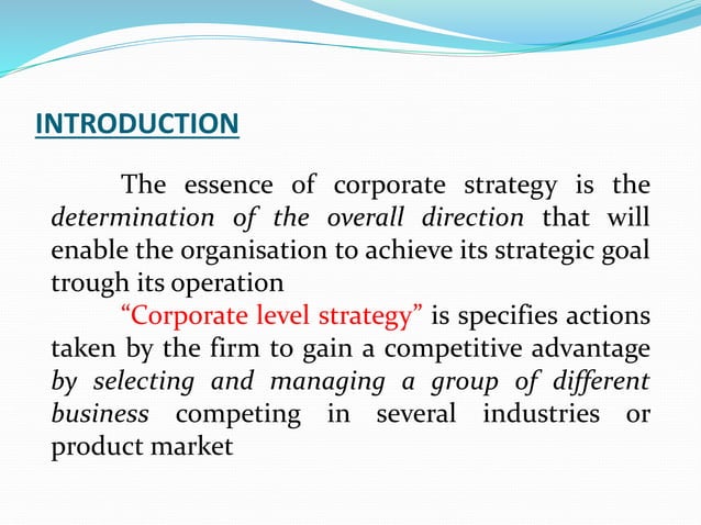 corporate level strategies | PPTX | Business Accounting & Finance ...