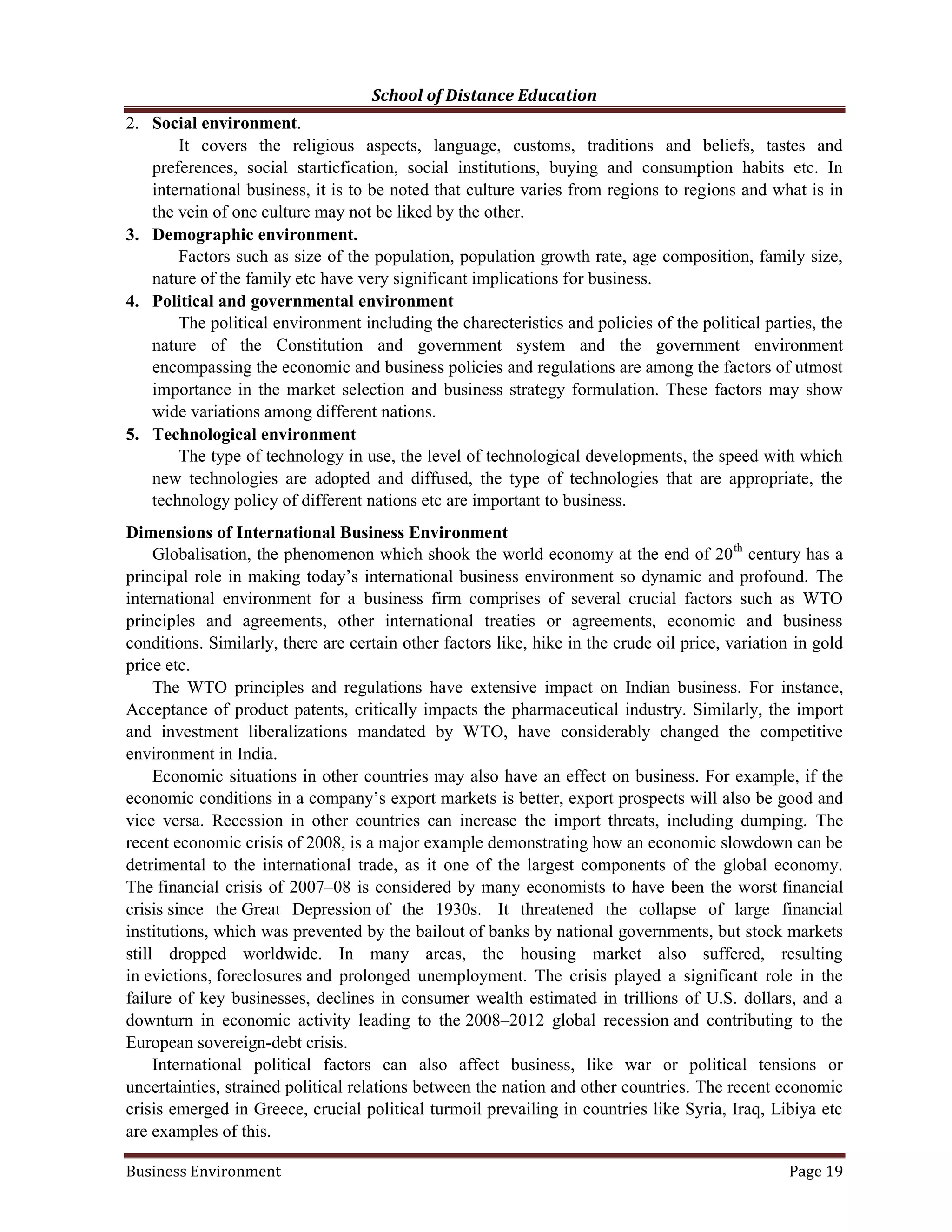 Mcom business environment notes | PDF