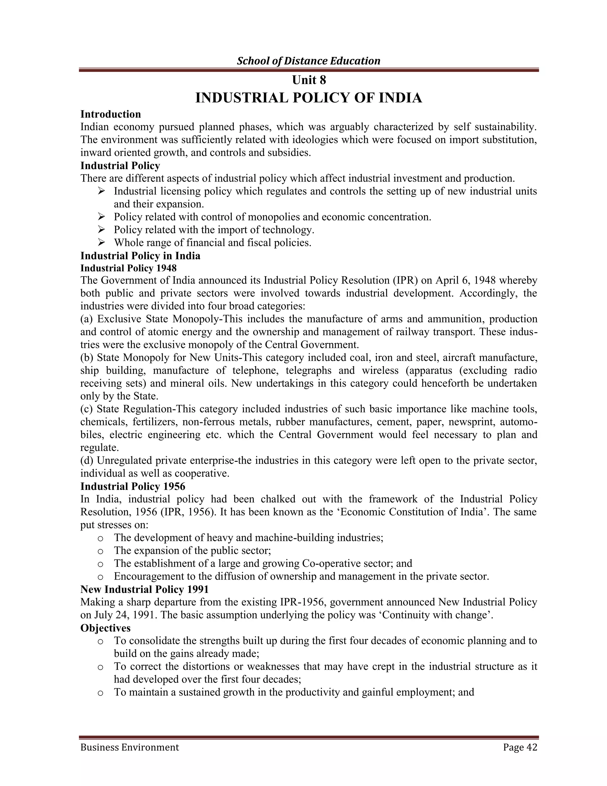 Mcom business environment notes | PDF