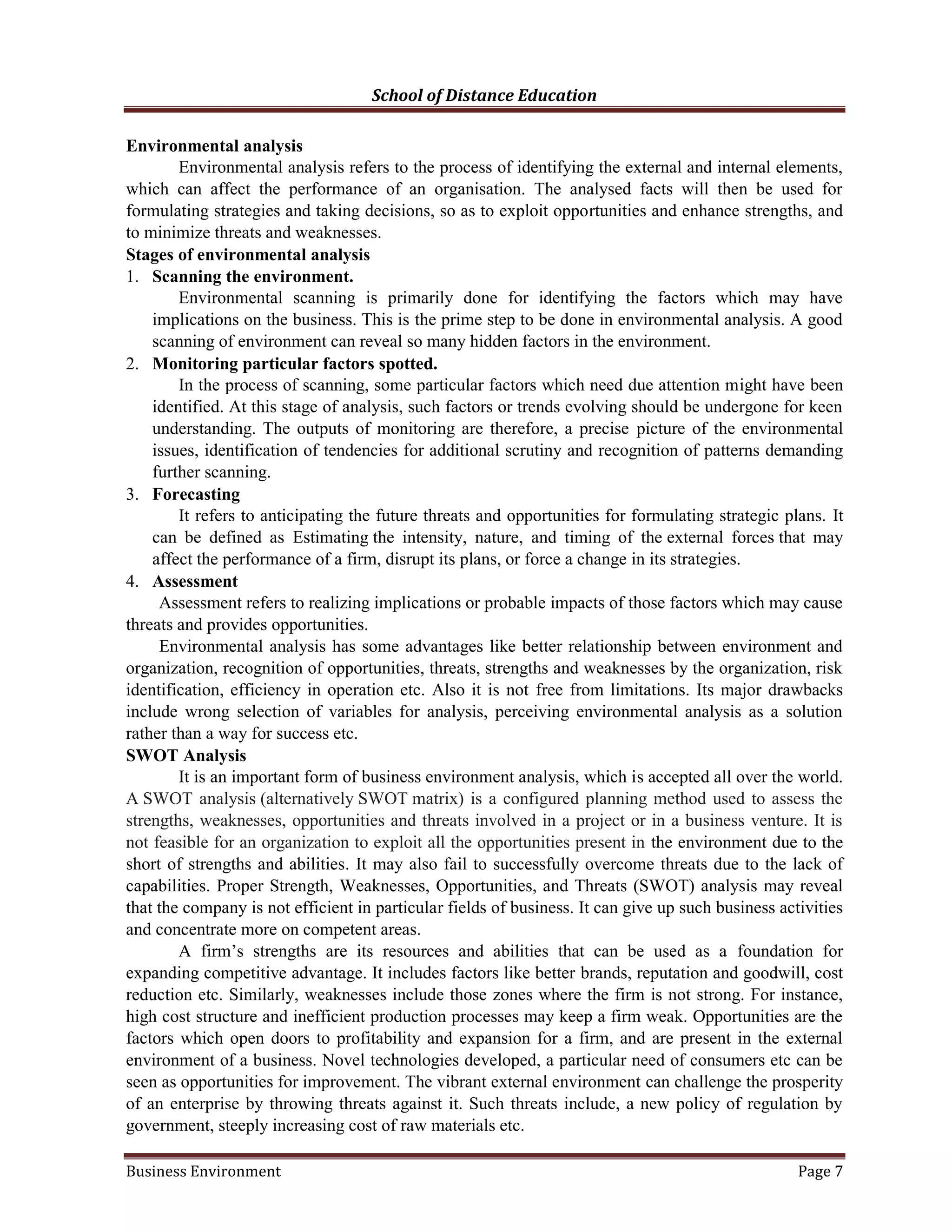 Mcom business environment notes | PDF