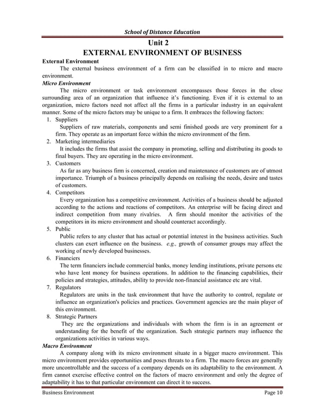 Mcom business environment notes | PDF