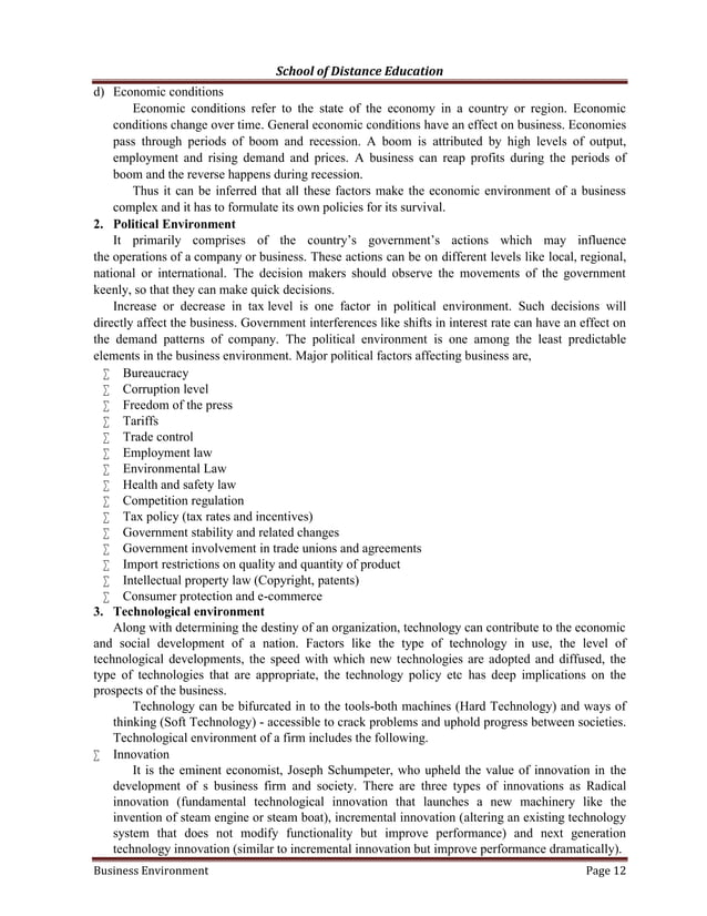 Mcom business environment notes | PDF