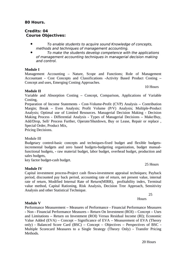 Mcom syllabus for calicut university | PDF