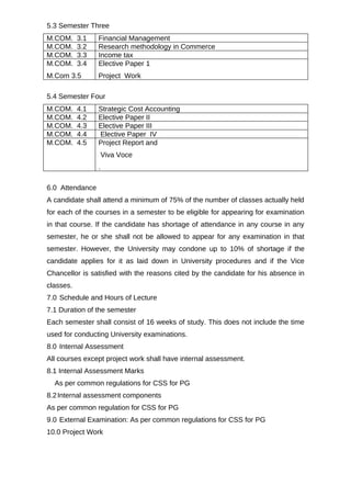 Mcom syllabus for calicut university | PDF