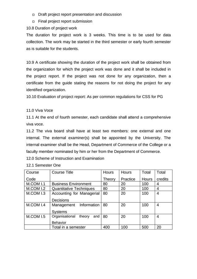 Mcom syllabus for calicut university | PDF
