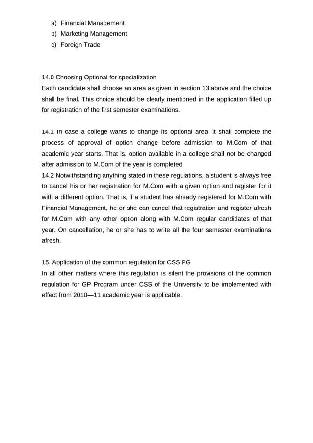 Mcom syllabus for calicut university | PDF