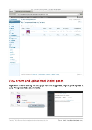 Custom WordPress plugin development demonstration | PDF