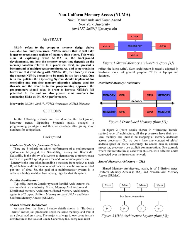 Non-Uniform Memory Access ( NUMA) | PDF