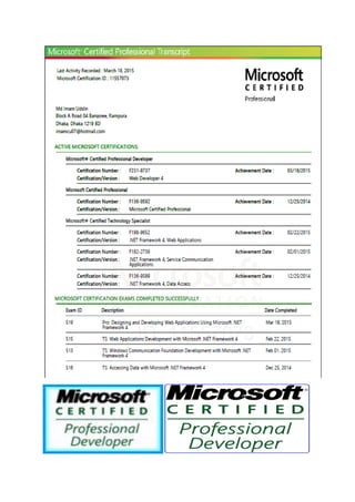 MCPD Certification | Imam Uddin | imamuddinwp | PDF | Technology & Computing