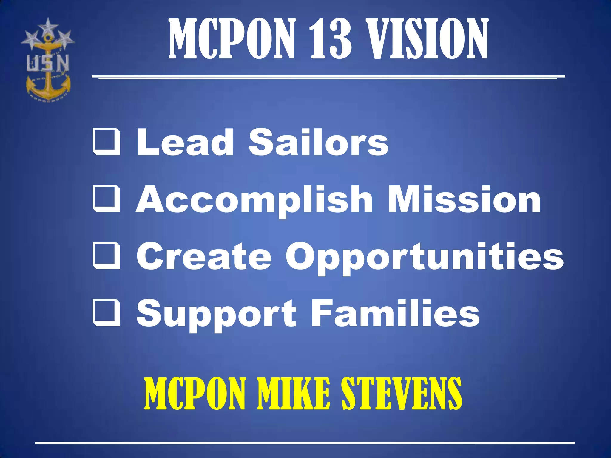 Mcpon Stevens Vision focus areas | PPTX