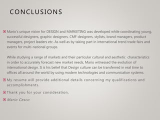 Mario Cesco design Porfolio | PPTX | Business Administration | Business