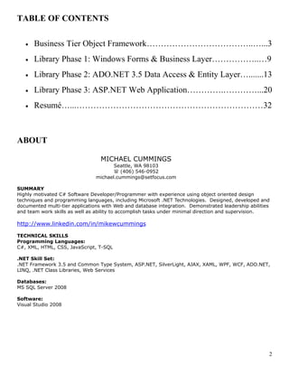 C# .NET Developer Portfolio | PDF