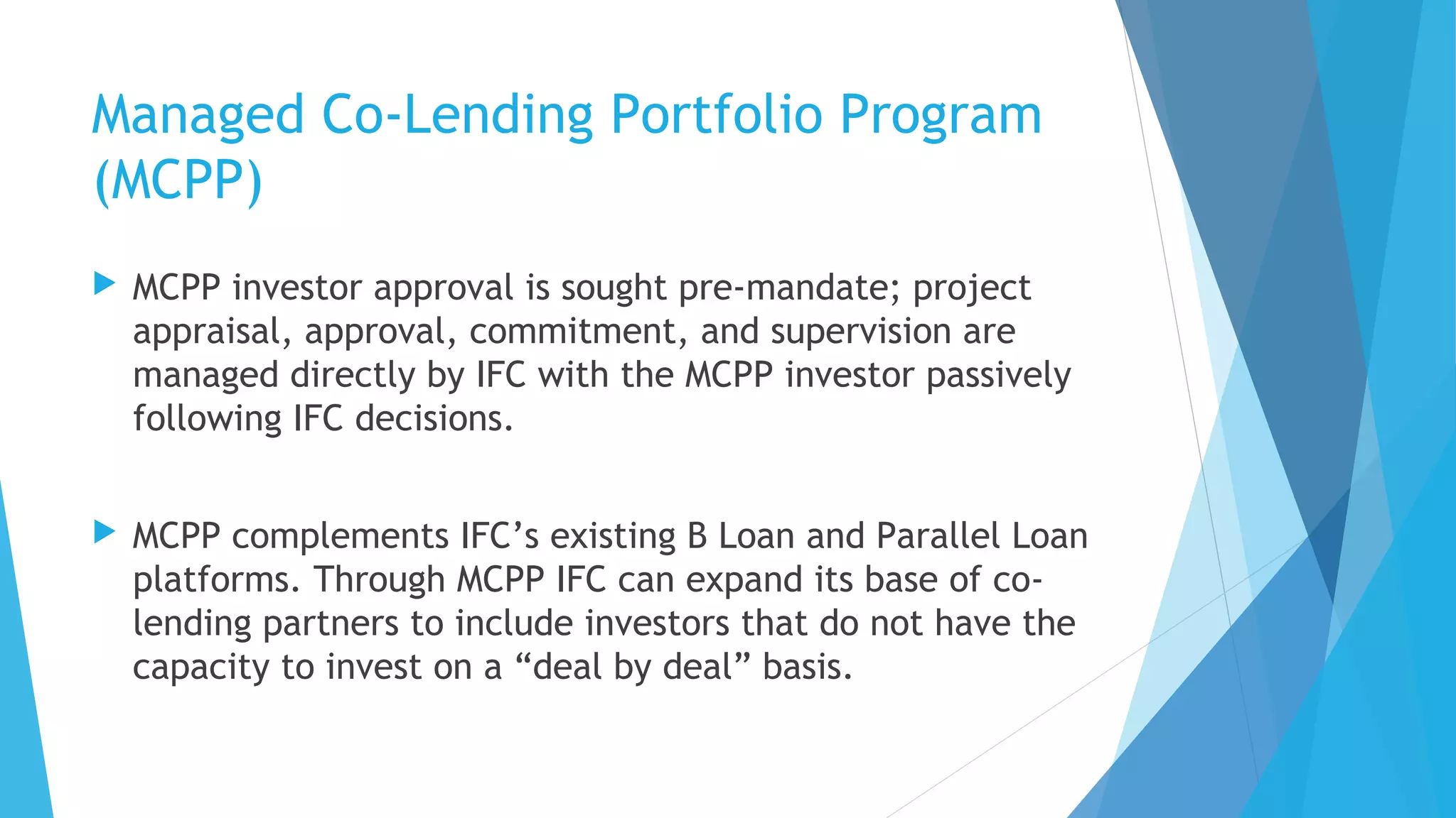 IFC Syndications MCPP Initiatives by Meaghan McGrath | PPT