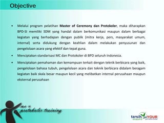 Mc & protokoler training module by Tarsih Ekaputra | PDF