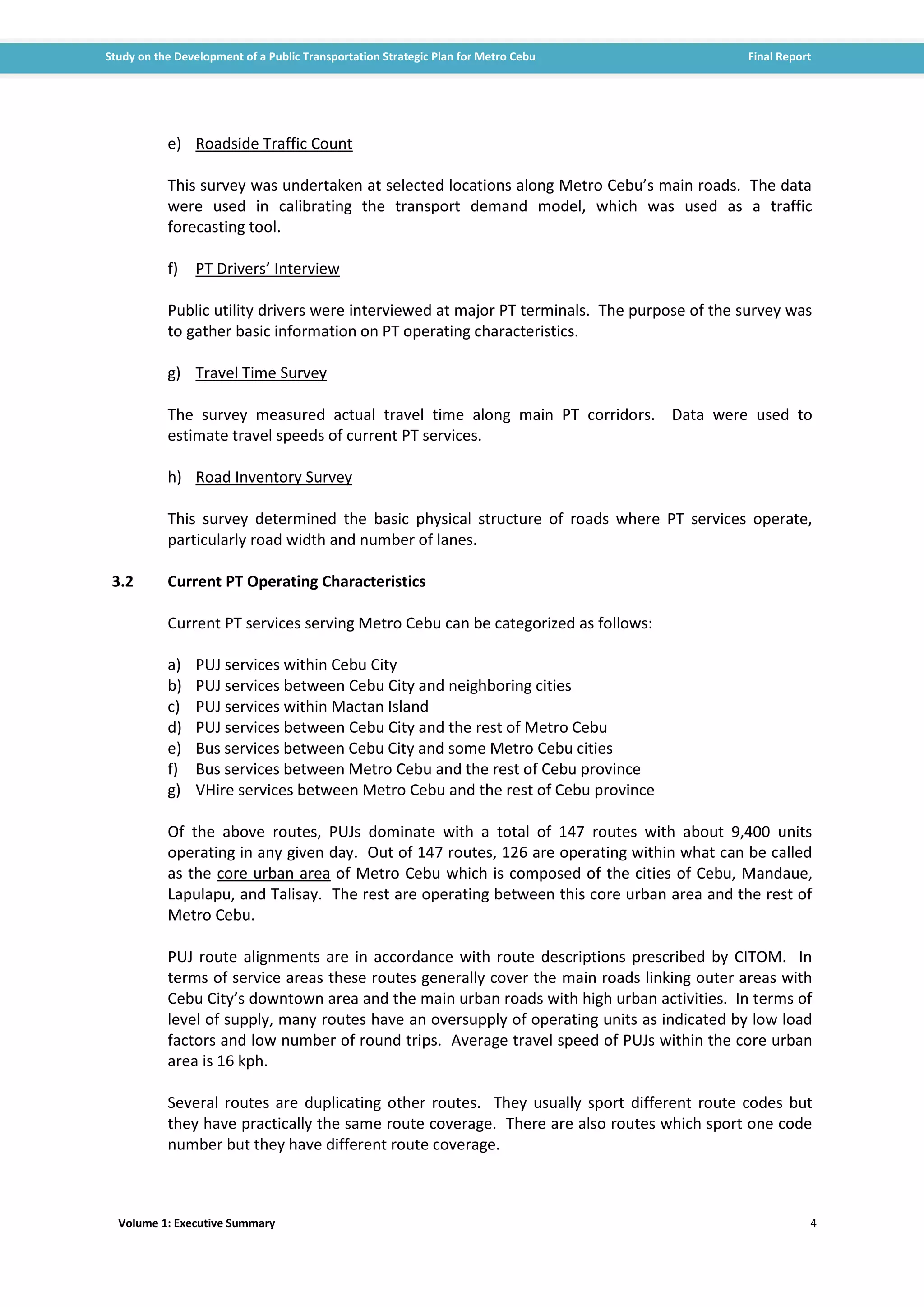 The Development of Public Transportation Strategic Plan for Metro Cebu ...