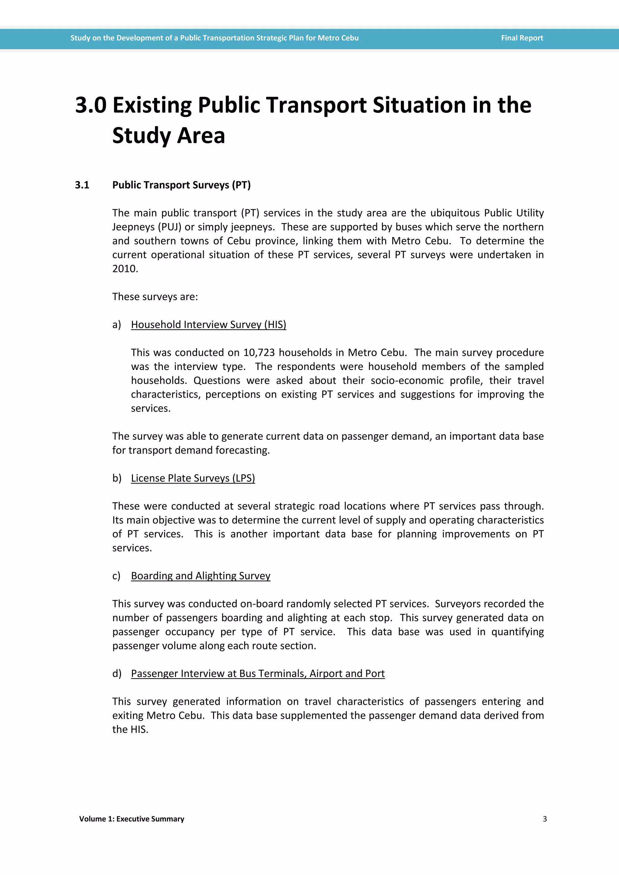 The Development of Public Transportation Strategic Plan for Metro Cebu ...