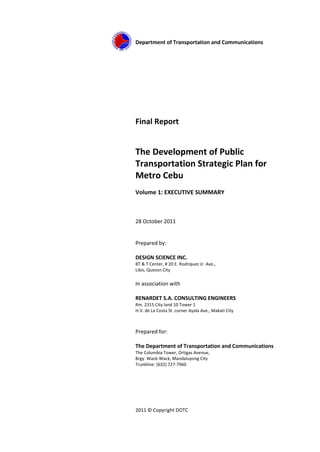 The Development of Public Transportation Strategic Plan for Metro Cebu ...