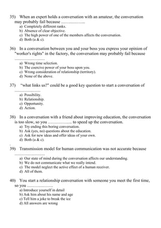 Mcq questions for communication skills course | PDF