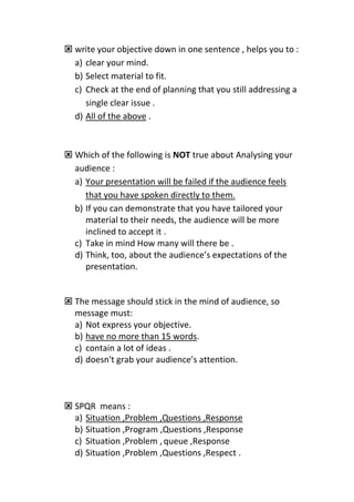 Mcq questions for communication skills course | PDF