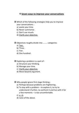 Mcq questions for communication skills course | PDF