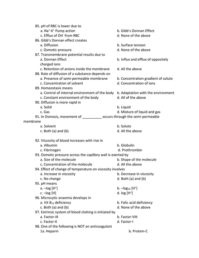 Multiple choice questions on anatomy and physiology PDF 2024 | PDF | Blood Disorders | Diseases ...