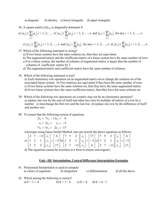 Multiple Choice Questions - Numerical Methods | PDF