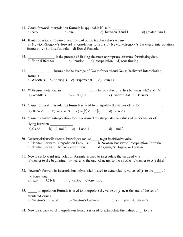Multiple Choice Questions - Numerical Methods | PDF