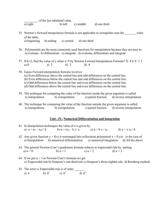 Multiple Choice Questions - Numerical Methods | PDF