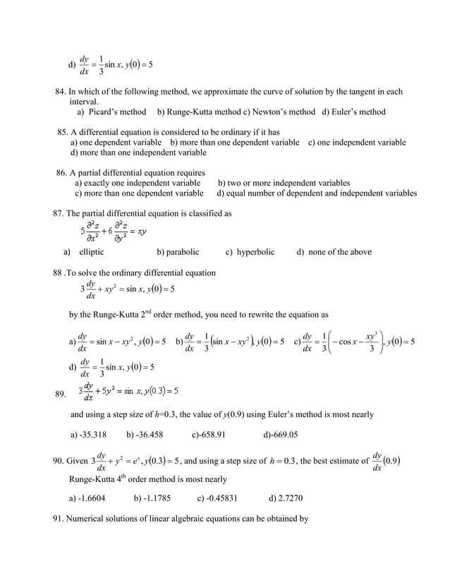 Multiple Choice Questions - Numerical Methods | PDF