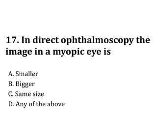 Ophthalmology and Optometry multiple Choice Questions.. Optometry Fans ...